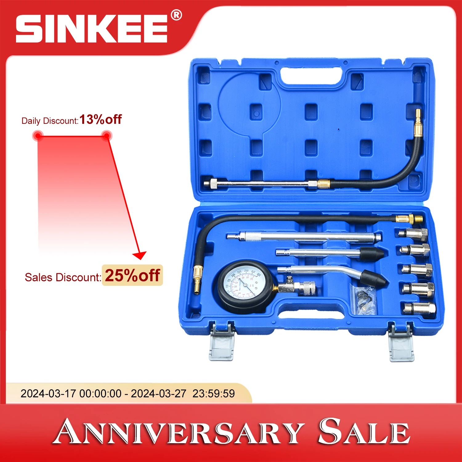 Engine-Cylinder-Compressor-Gauge-Meter-Test-Pressure-Compression-Tester ...