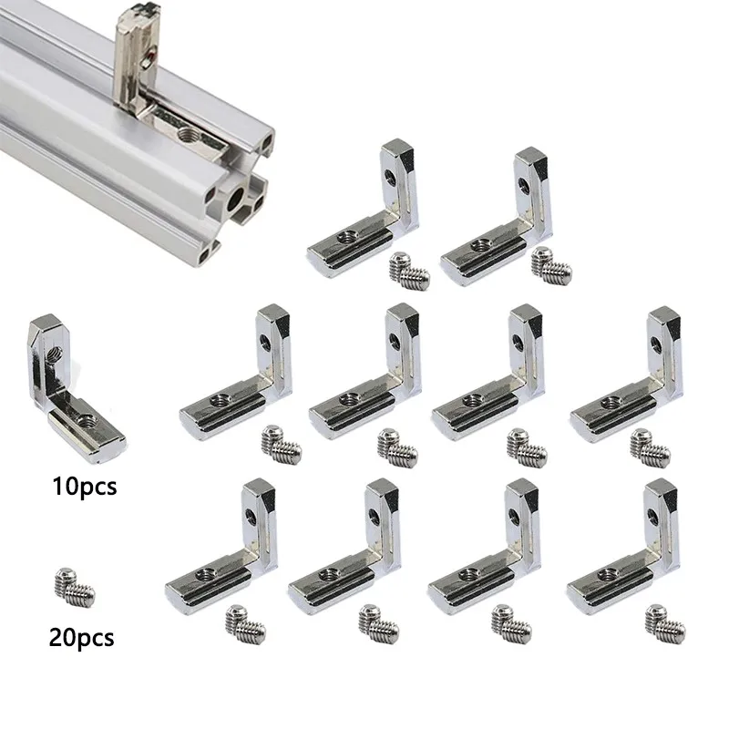 10pcs-Pack-2020-Silver-T-Slot-L-Shape-Interior-Corner-Connector-Joint ...