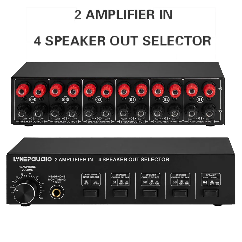 LYNEPAUAIO-2-in-4-Out-Speaker-Selector-Switch-Box-4-Zone-Amplifier ...