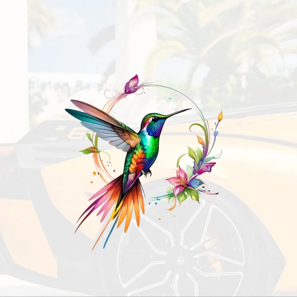 Animal-Car-Stickers-Beautiful-Vibrant-Colorful-Hummingbird-Vinyl-Decals ...