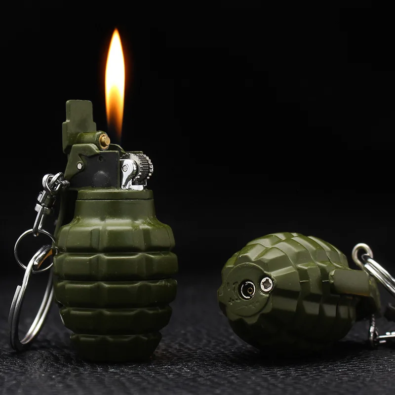 Creative-Frag-Grenade-Style-Lighter-Metal-Butane-Gas-Open-Flame-Torch ...