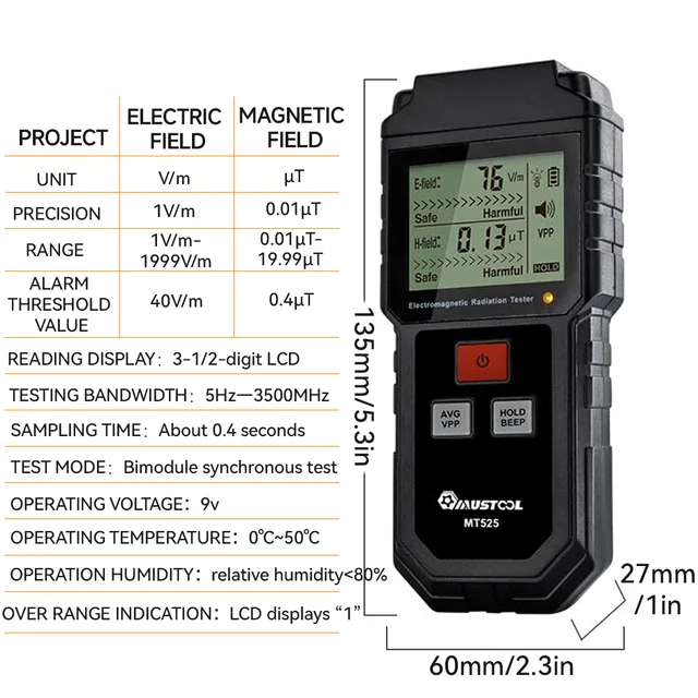 ET825 Handheld Digital Electromagnetic Radiation Tester Small Microwave ...