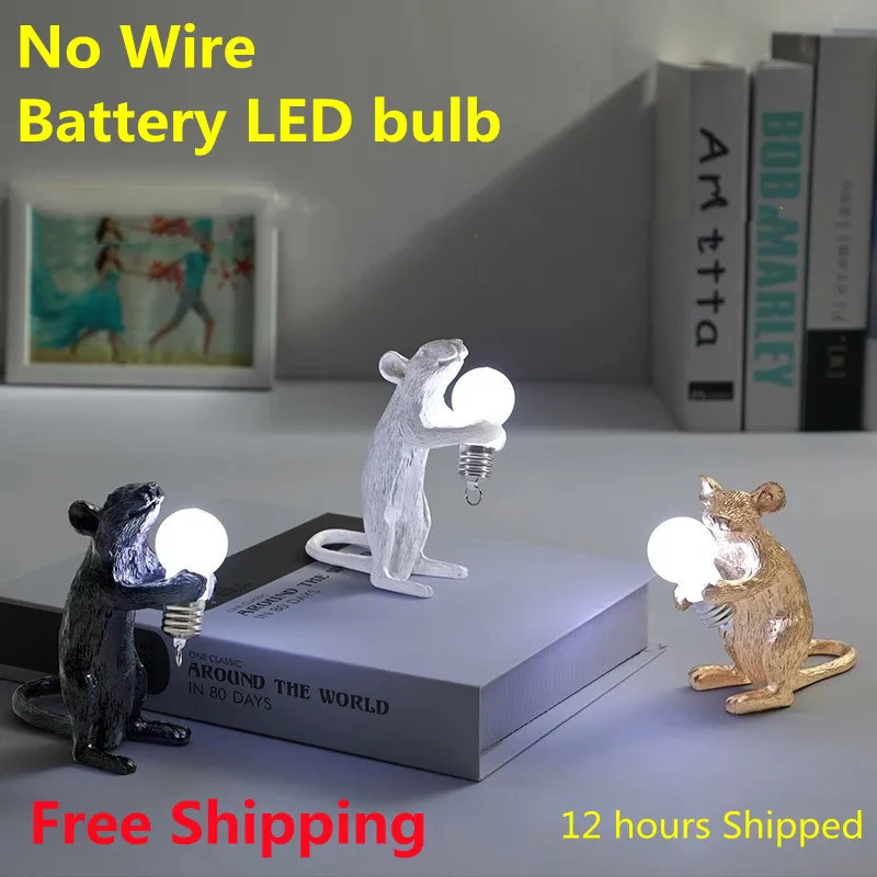 Wireless-Mini-LED-Mouse-Lamp-Desktop-Decoration-Resin-Mouse-Night-Light ...