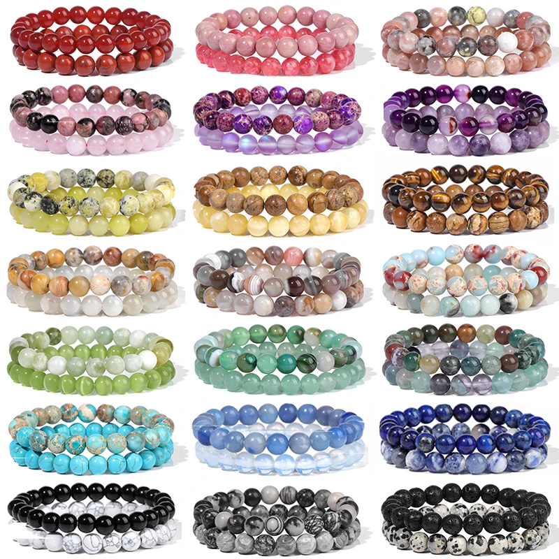 Bracelets-en-pierre-naturelle-pour-femmes-et-hommes-ensemble-de-2-pi ...