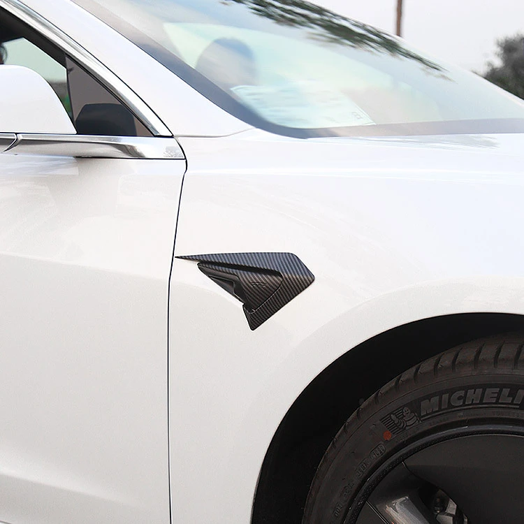 For Tesla Model 3 Side Camera Protection Cover Carbon Fiber Fender Trim ...