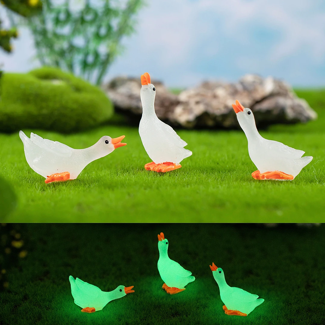 Glow in The Dark Animal Miniatures Resin Mini Goose/Rabbit/Duck ...