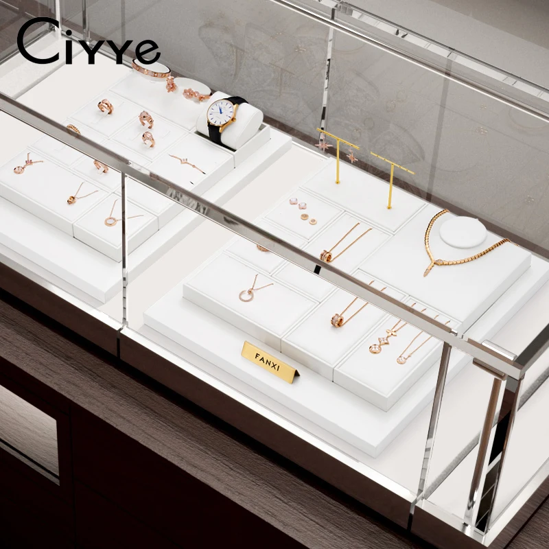 Ciyye White Leather Jewelry Display Ring Earring Holder Store Counter ...