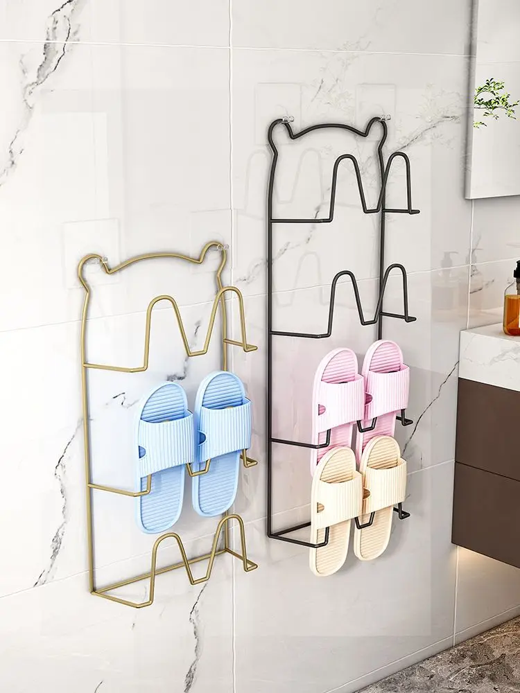 Simple-Shoe-Hanger-No-Punching-Bathroom-Door-Back-Slippers-Drain-Drying ...