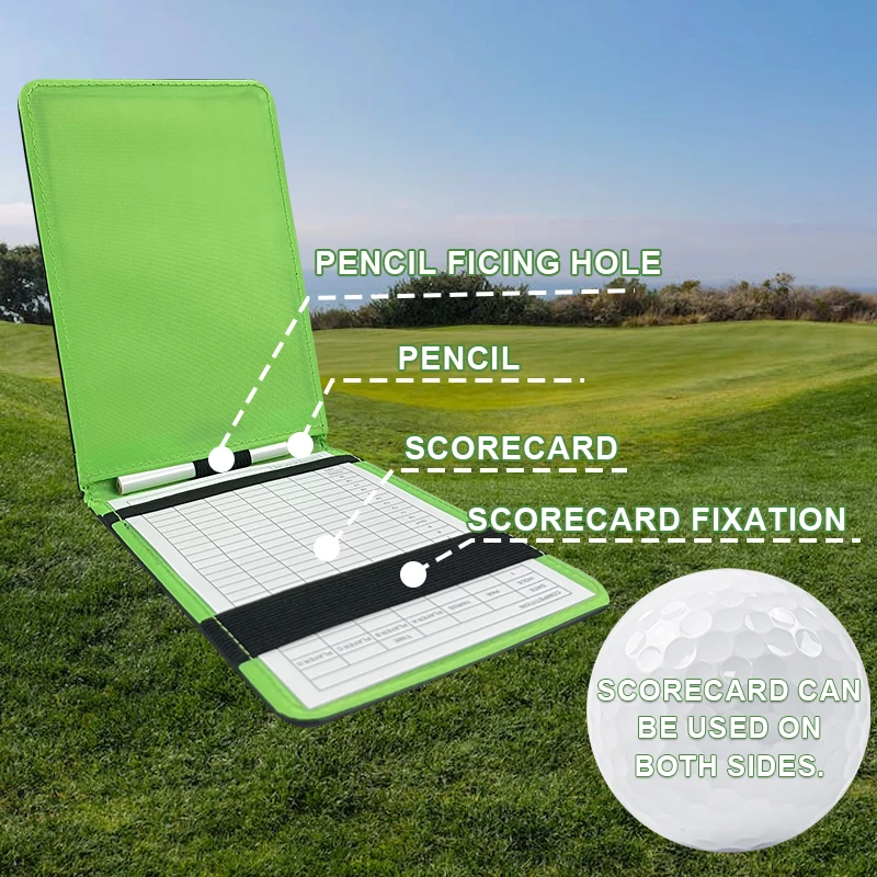 Golf-Scorecard-Holder-with-Golf-Stat-Tracker-Sheet-Premium-Leather-Golf ...