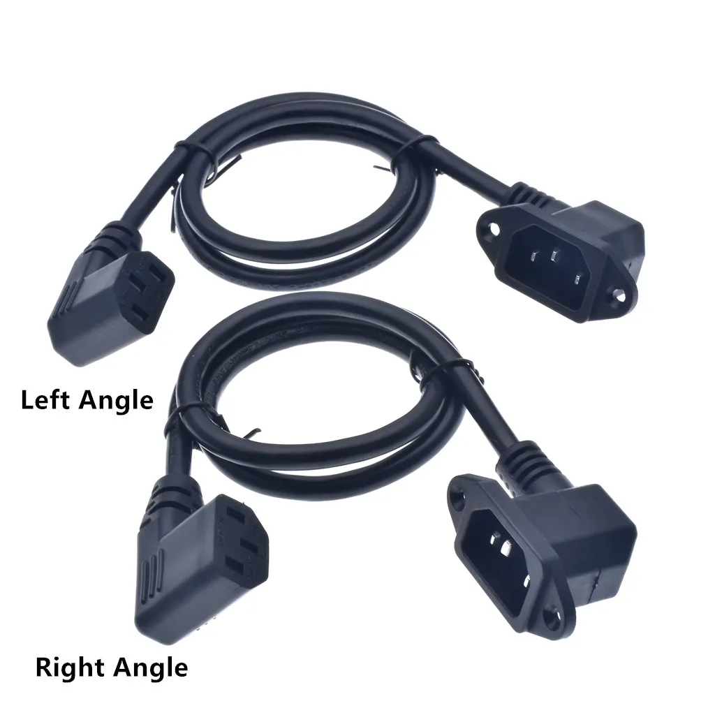 IEC320 C14 to C13 Extension cord,Right Angled C14 with screw holes and ...