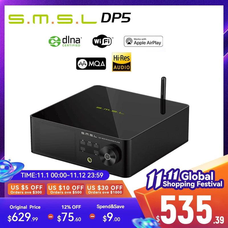 SMSL-DP5-ES9038Pro-MQA-Full-Decoding-Network-Music-Player-Streaming ...