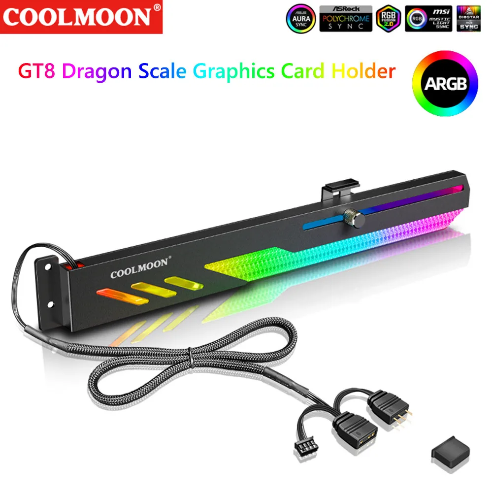 COOLMOON RGB GPU Bracket Horizontal Colorful Bracket Computer Graphics ...