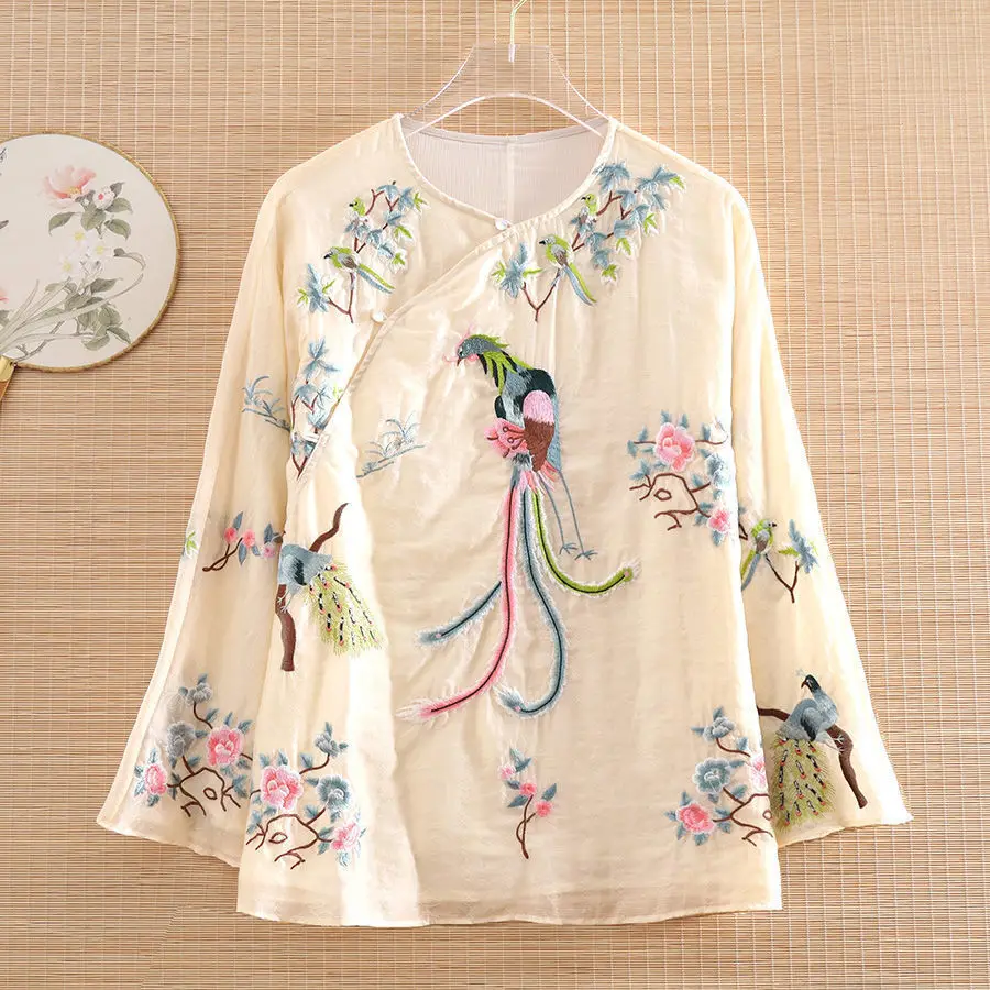 Embroidered Retro Shirt Hanfu Tang Suit Top Exquisite Traditional ...