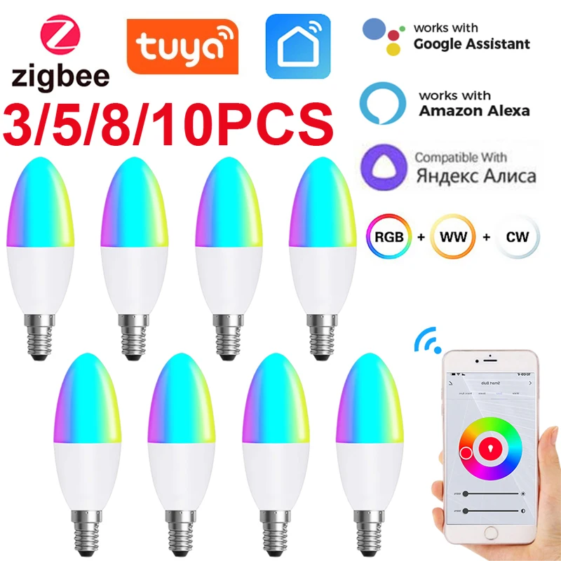 Tuya-ZigBee-E14-Smart-Light-Bulbs-RGBCW-Dimmable-LED-Bulb-Candle-Lamp ...