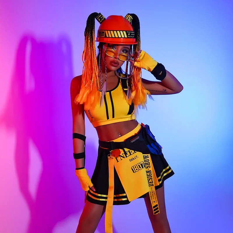 New Jazz Dance Performance Costumes Yellow Kpop Outfits Female Singer ...