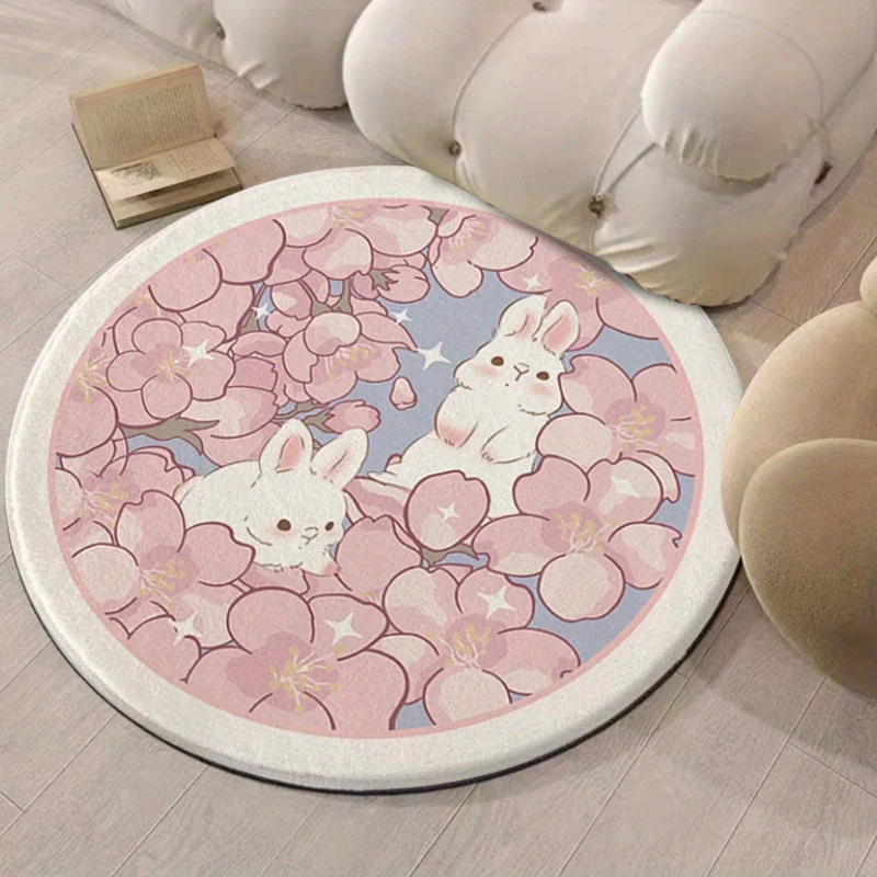 Lovely Warm Round Carpet Pink Tulip Bedroom Decoration Plush Rug Fluffy ...