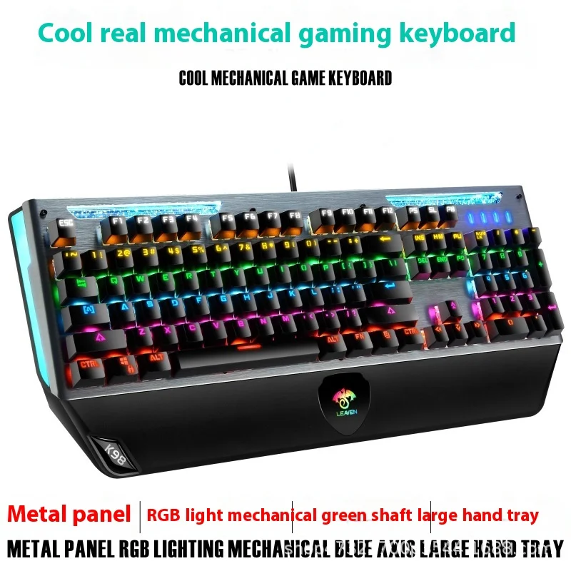 Leaven-metal-teclado-mec-nico-k98-usb-com-fio-com-eixo-azul-rgb-e ...