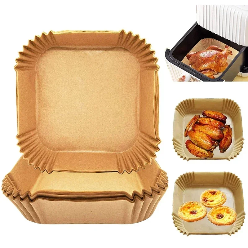 100/200Pcs Air Fryer Disposable Paper Square Air Fryer Accessories Oil ...