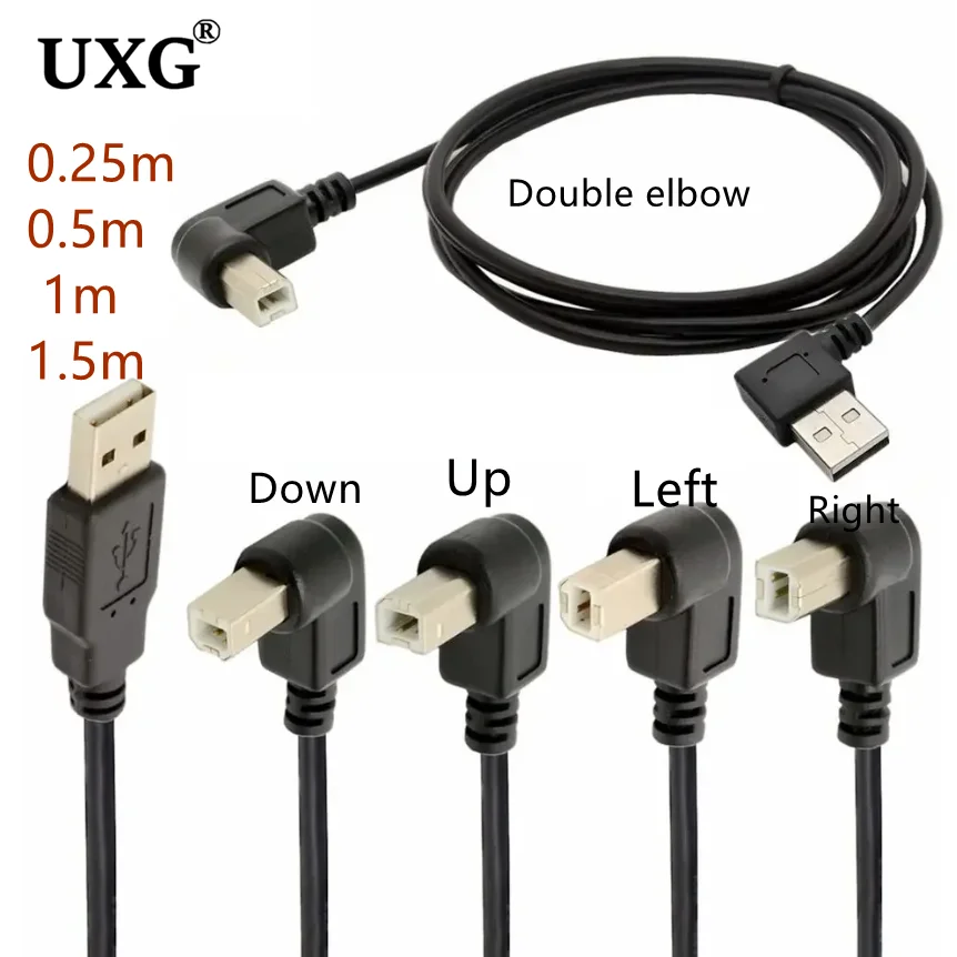 Double-elbow-Right-Left-Angle-USB-A-Male-to-USB-B-Male-Type-B-BM ...