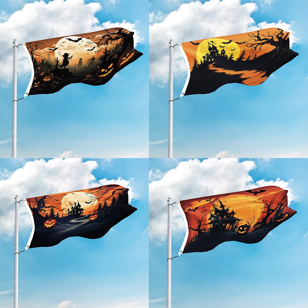 Happy Halloween Festival Flag Scream ScareCrow Ghost Castle Witch ...