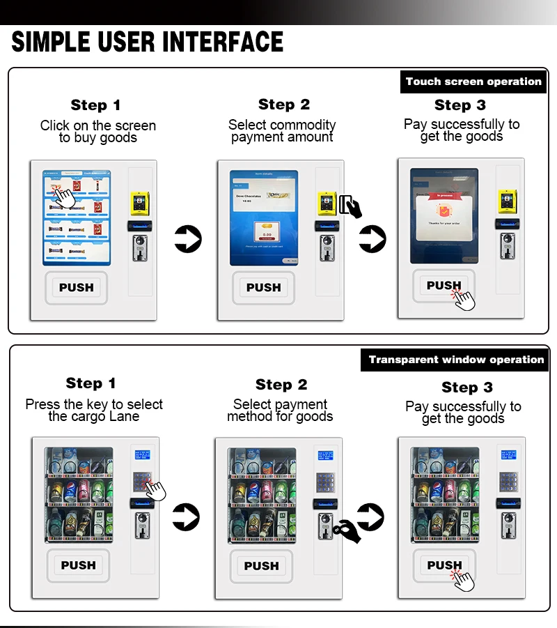 With coin and bill payment tabletop snack vending machine/food vending ...