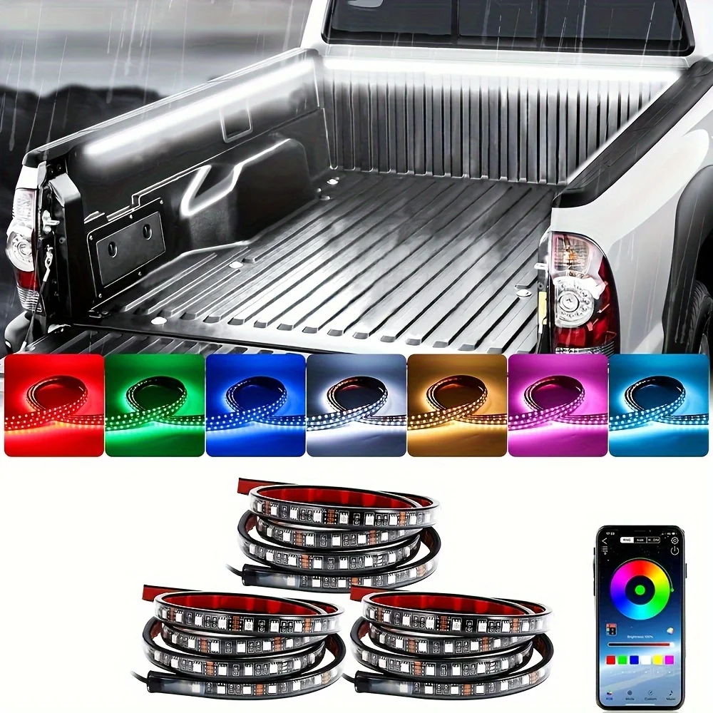 60inch RGB LED Truck Bed Light Bar kit Neon Exterior Strip With On/Off ...