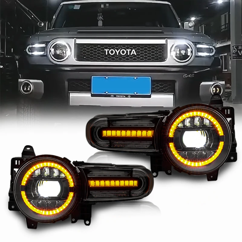 Conjunto de faros de coche para Toyota FJ Cruiser 2007 2020, luz LED de circulación diurna ...