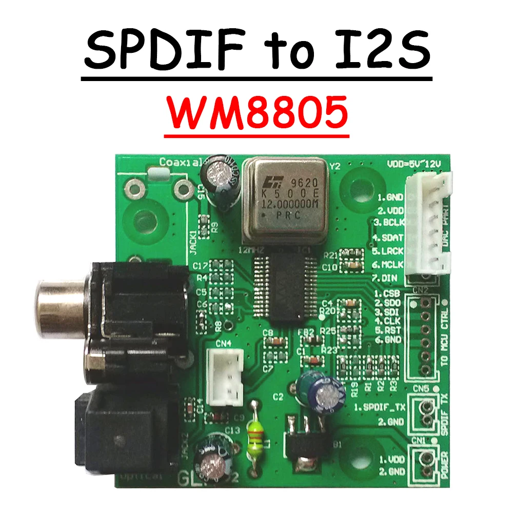 SPDIF-coaxial-fiber-WM8805-receiver-board-I2S-output-aligned-output-sampling-32KHZ-192KHZ-DIY ...