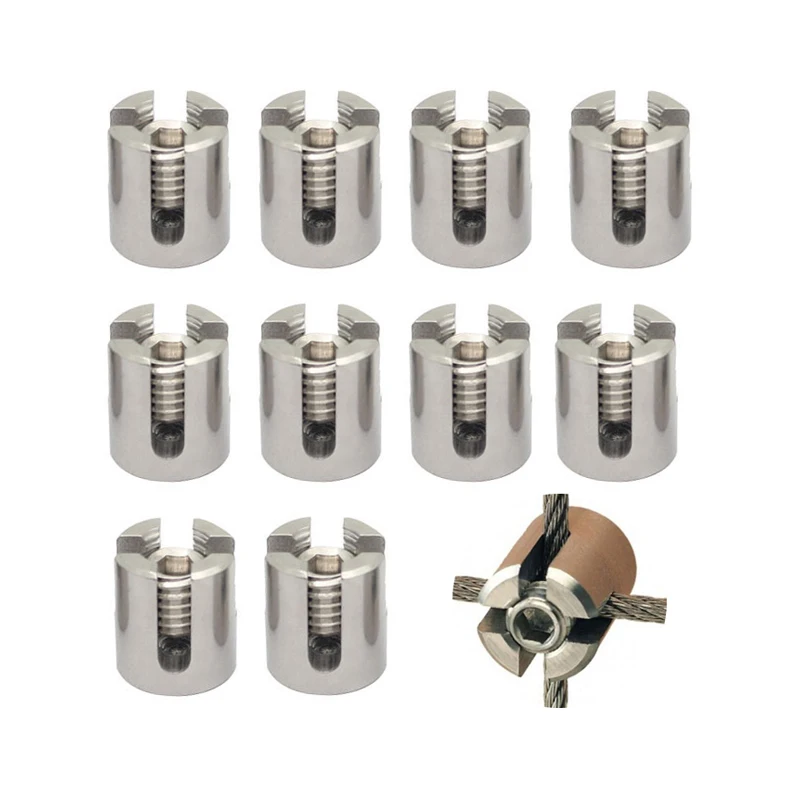 10Pcs Stainless Steel 316 Cable Railing Cross Cable Clamps for 1/8" 5/ ...