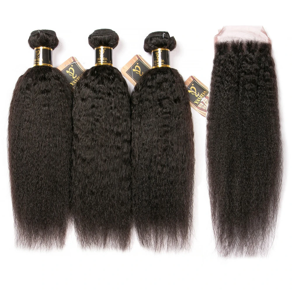 4x4 Lace Closure With Bundles Human Hair Kinky Straight 3 4 Bundles ...