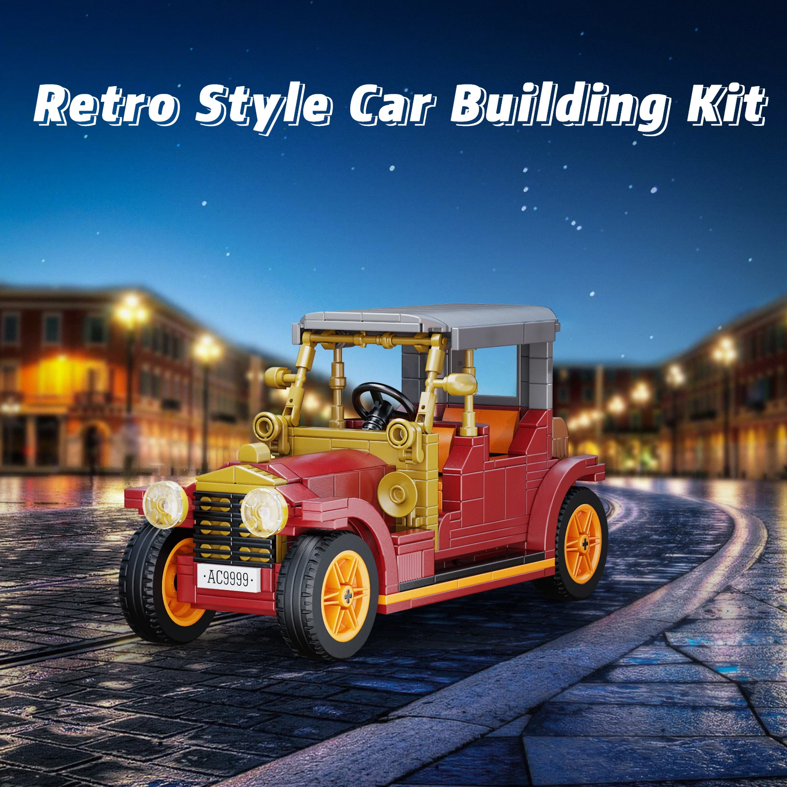 MOC-Vintage-Cars-Model-Kit-Building-Blocks-Classic-Motorcar-High-Tech ...