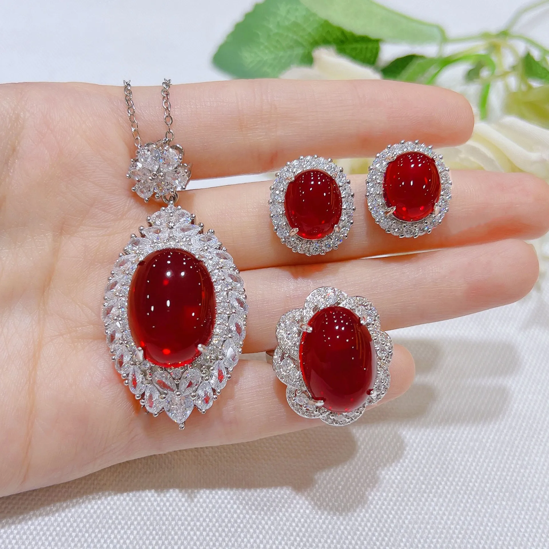 Foydjew-New-Luxury-Simulation-Pigeon-Ruby-Jewelry-Sets-For-Women ...
