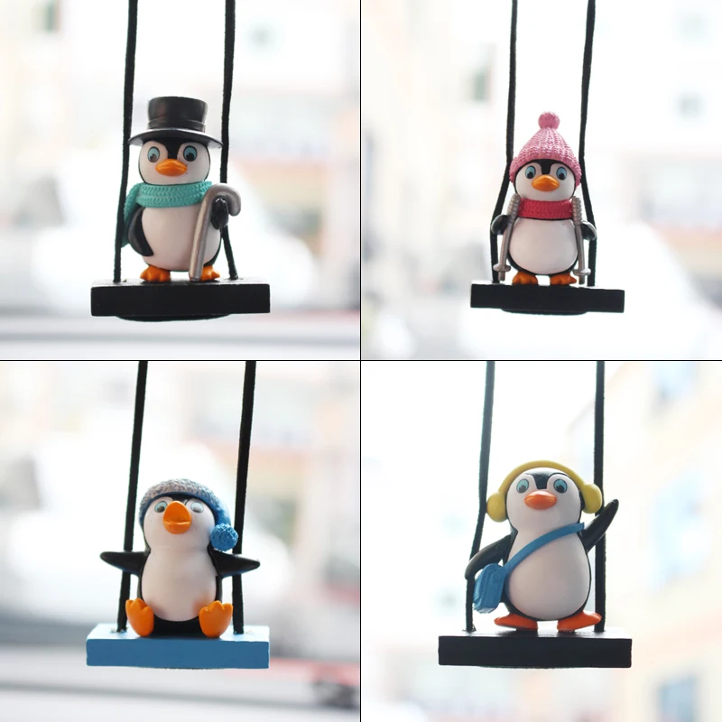Swing-Sled-Penguin-Car-Pendant-Gentleman-Penguin-Auto-Rearview-Mirror ...