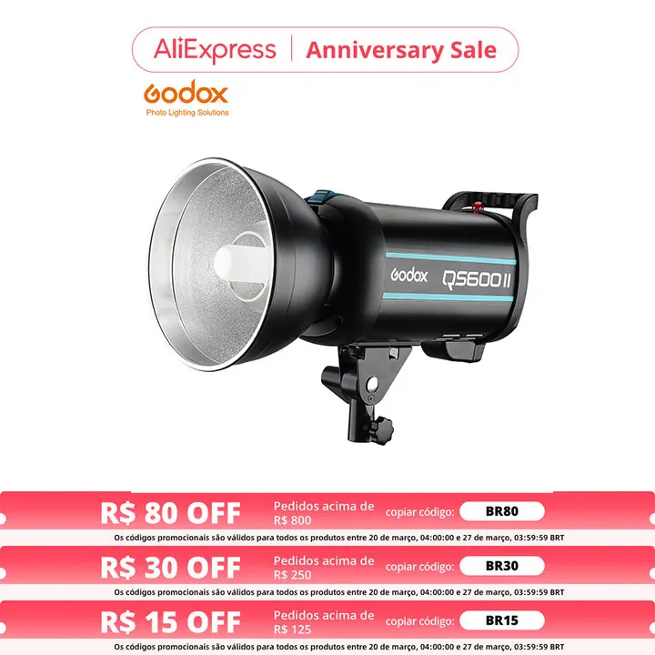 Godox qs600ii gn76 professional studio strobe 600ws com built in 2.4g ...
