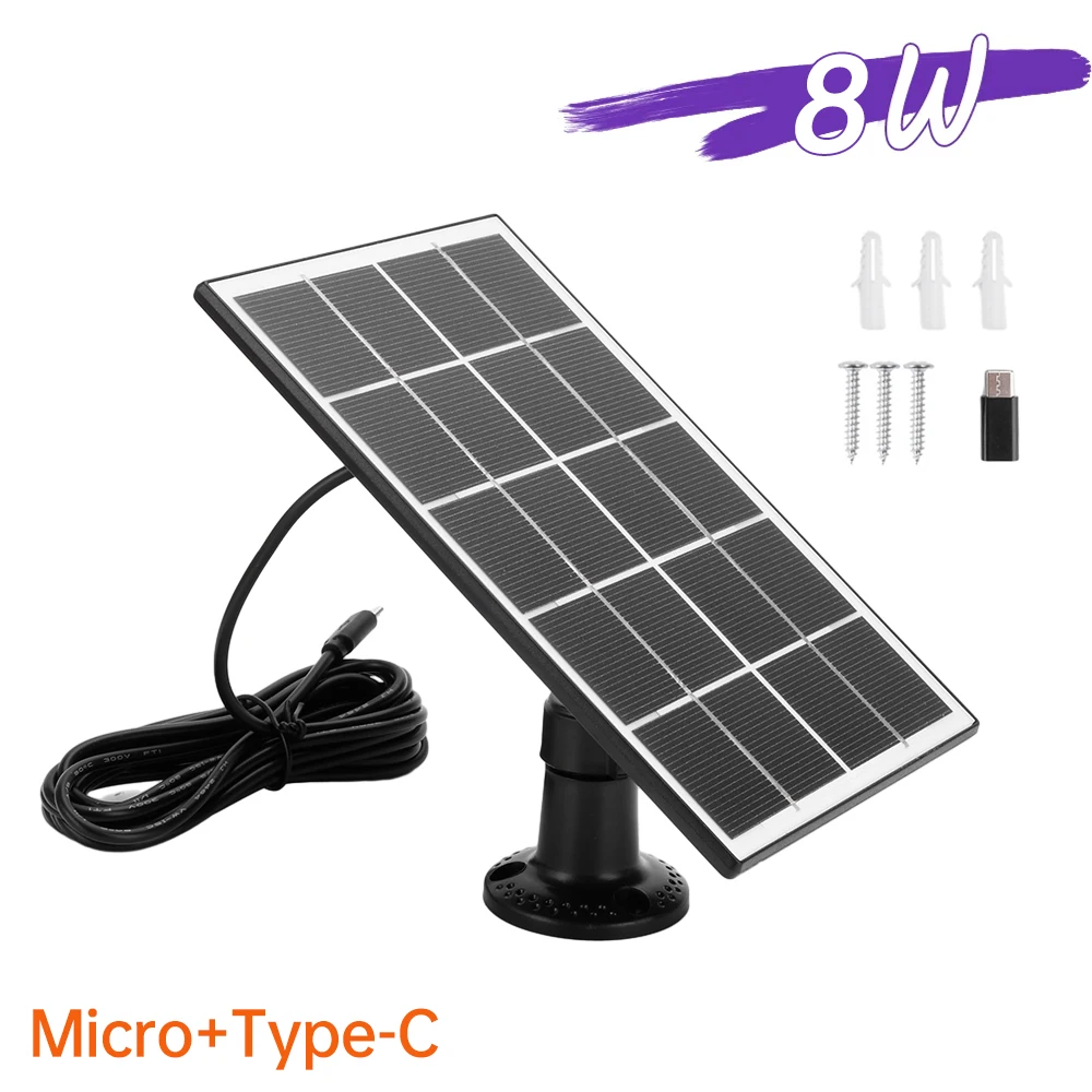 8W-5V-Solar-Panel-2in1-Micro-USB-Type-C-Solar-Panels-Outdoor-Solar ...