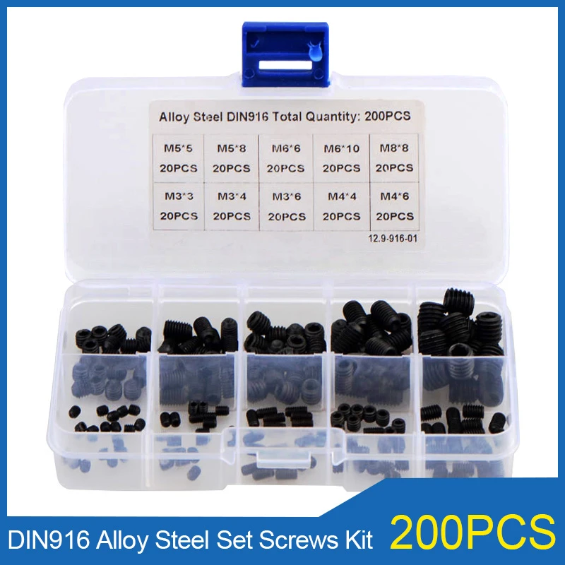 Screws Grub Screw Assortment Kit | Hex Point Screw | Black M4 Screw ...