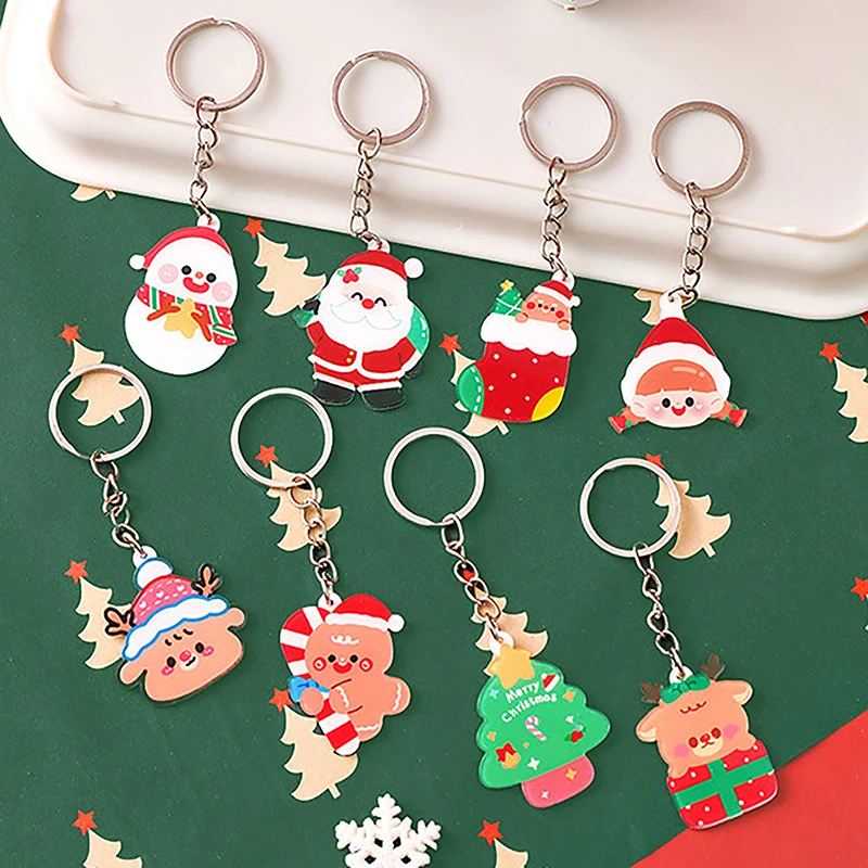 Cute-Cartoon-Christmas-Keychain-Enamel-Santa-Claus-Bell-Snowman-Pendant ...