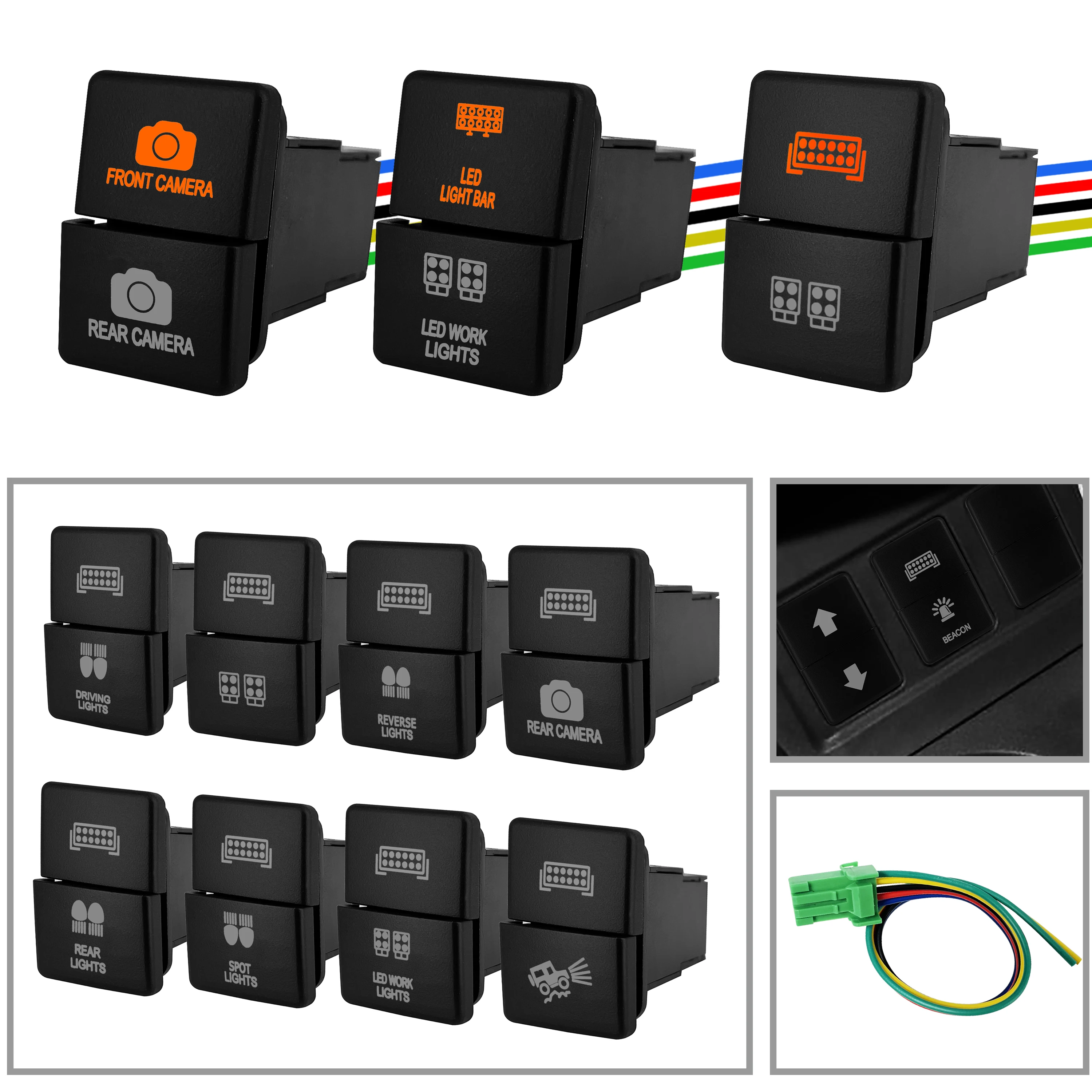 Amber-Led-Orange-Light-Bar-Dual-Push-Button-Switch-For-Toyota-Prado ...