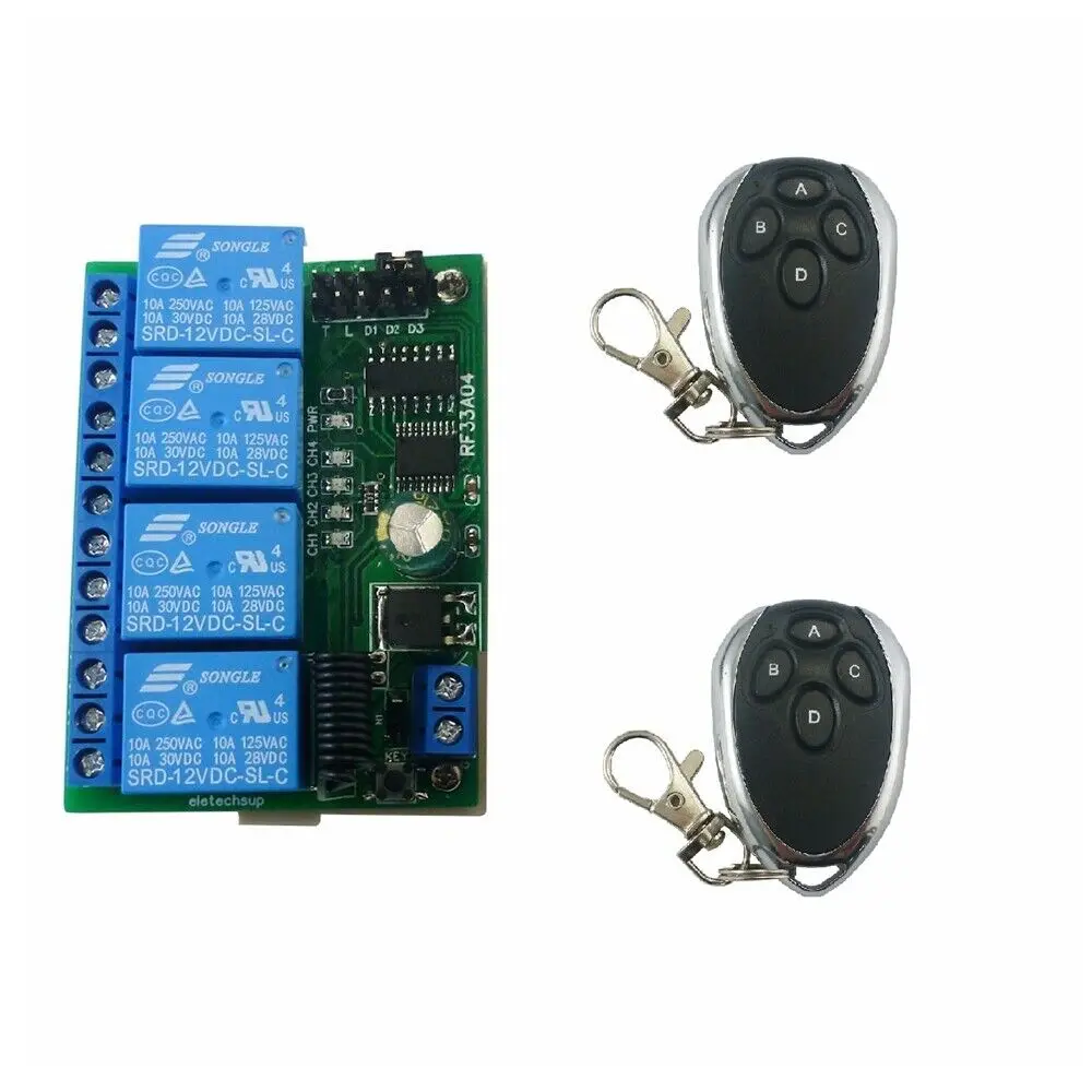 2-in-1 RF Remote Universal Control Relay Switch with Secure Wireless ...