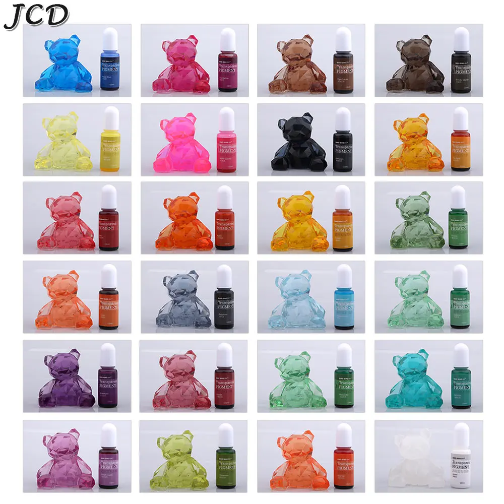 JCD 24Color 10ml Transparent Gem Epoxy Resin Pigment Crystal UV Epoxy ...