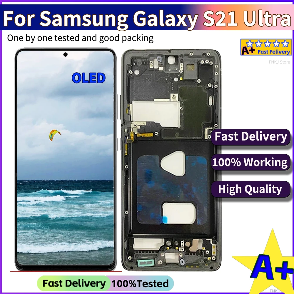 NEW-Display-s21-ultra-For-Samsung-Galaxy-S21-Ultra-5G-OLED-frontal-LCD ...