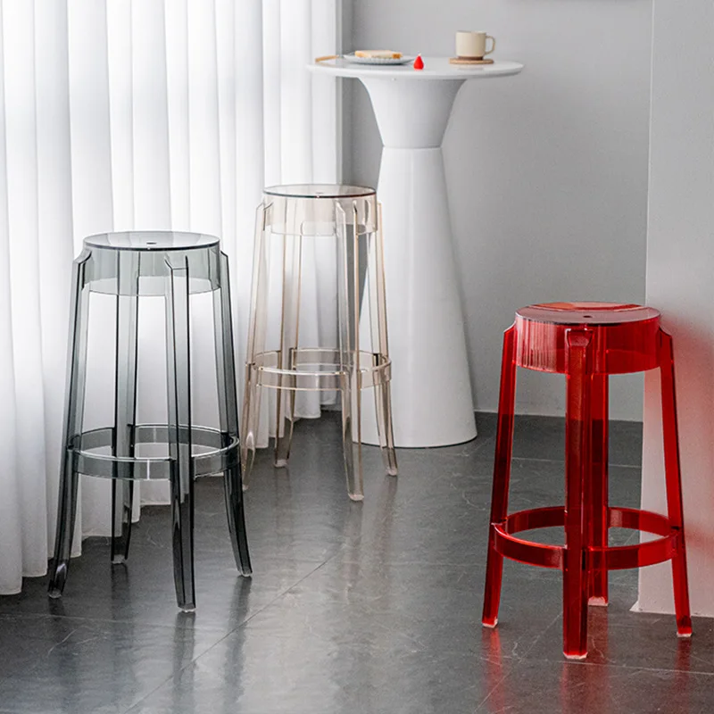 Modern-Transparent-Dining-Chair-Acrylic-Coffee-Island-High-Bar-Stools ...