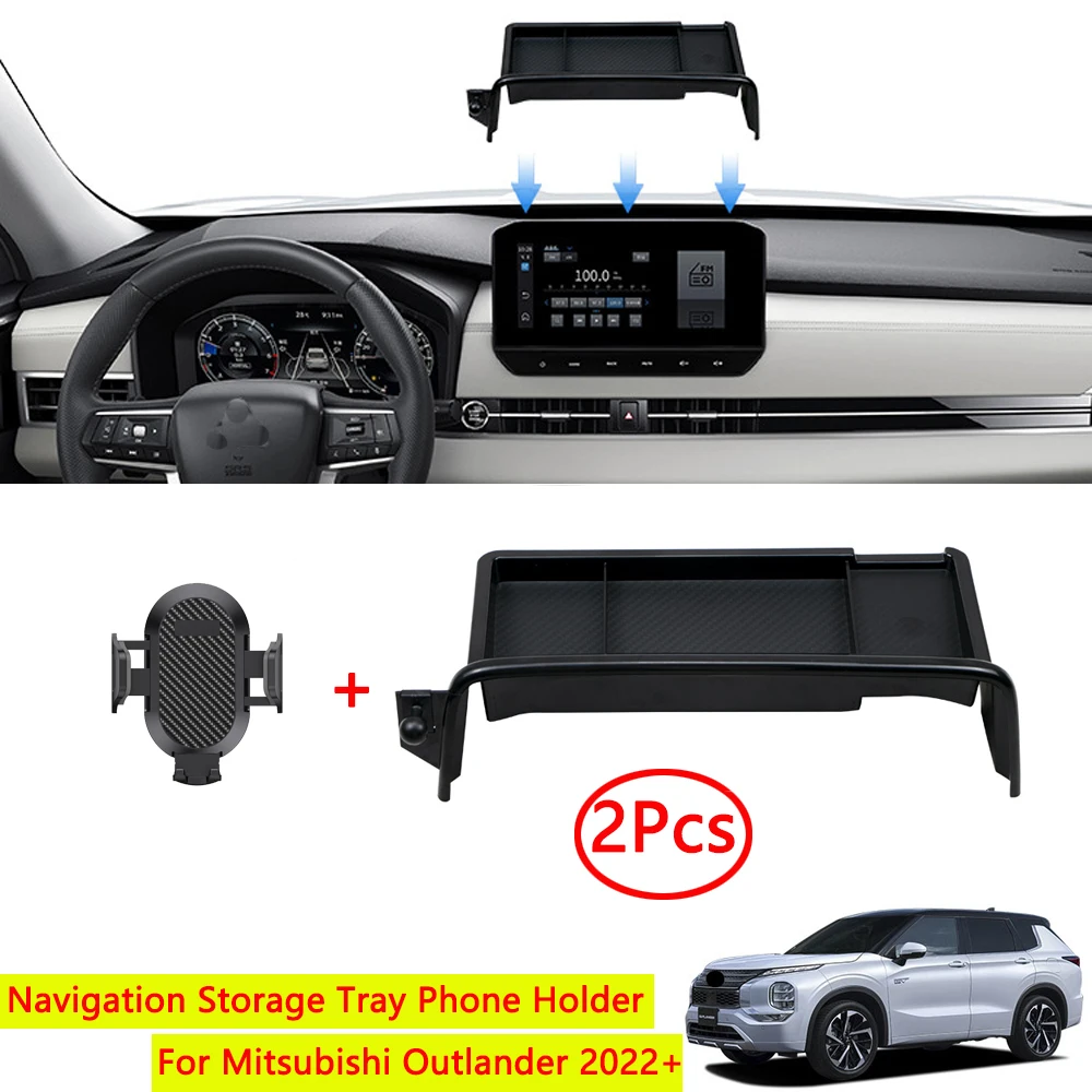 For Mitsubishi Outlander 2022 2023 ABS Navigation Storage Tray Phone ...