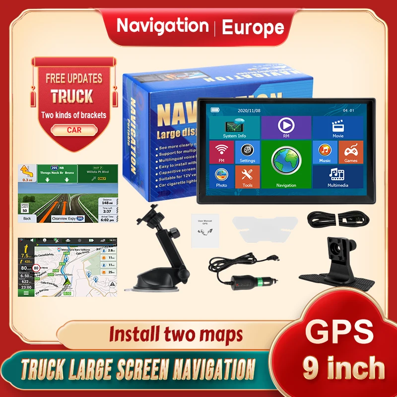 9-Inch-GPS-Navigation-for-Car-Truck-HGV-Accessories-Tools-HD-Navigator ...