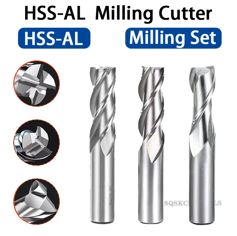 SIQI-End-Mills-High-Precision-HSS-Metal-Cutter-Co8-Cobalt-D1-32mm-2-3-4 ...