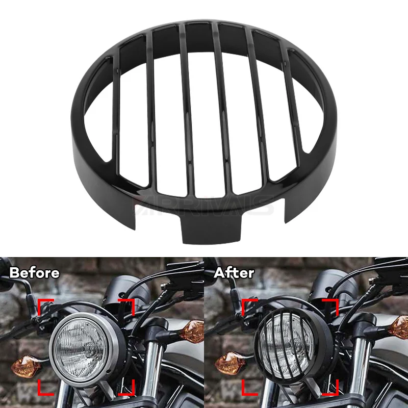 Motorcycle Black Front Head Light Lamp Protector Guard Headlight Grill ...