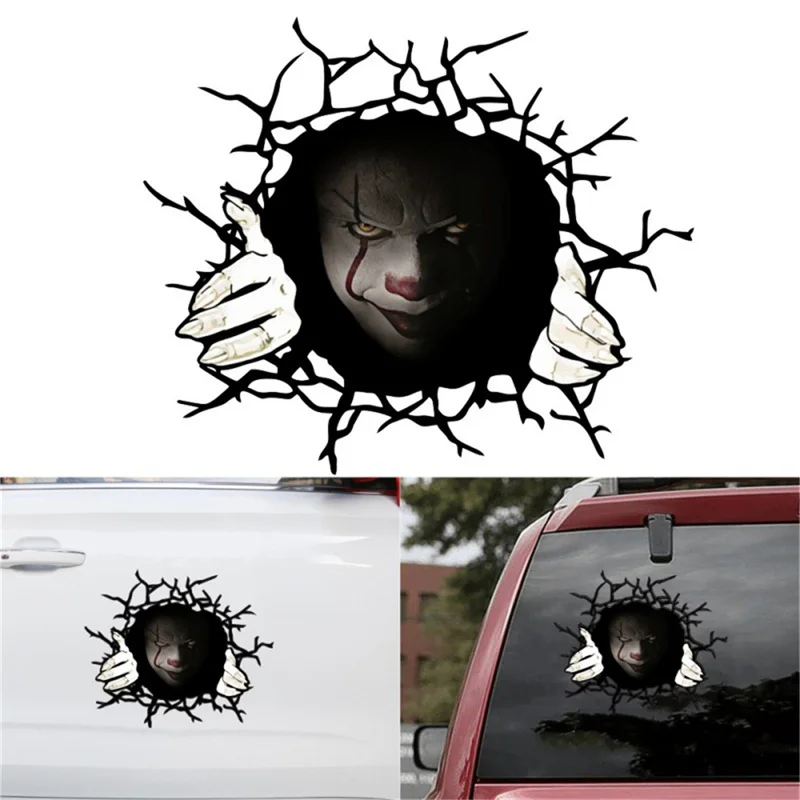 1pcs Car Horror Sticker Rear Window Stickers Pvc Film 3d Transparent ...