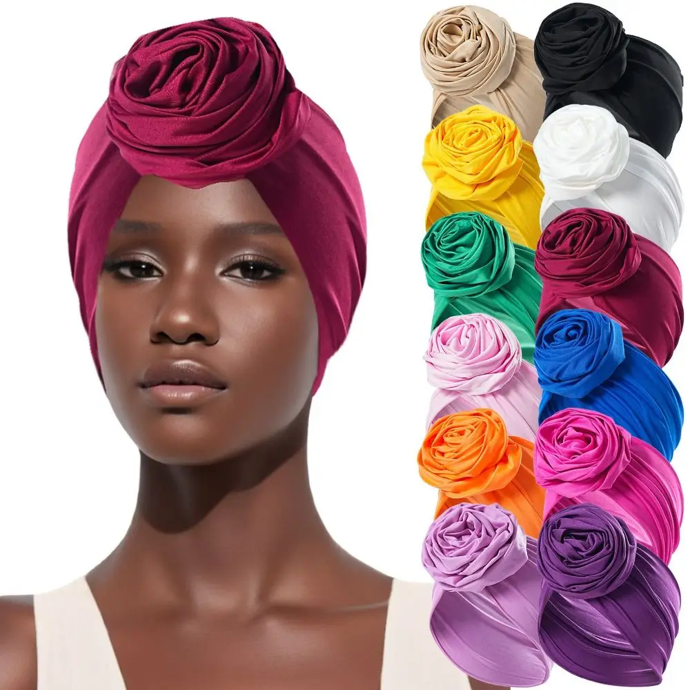 Raw Silk Big Rose Flower Hairband Breathable Elastic Boho Flower ...