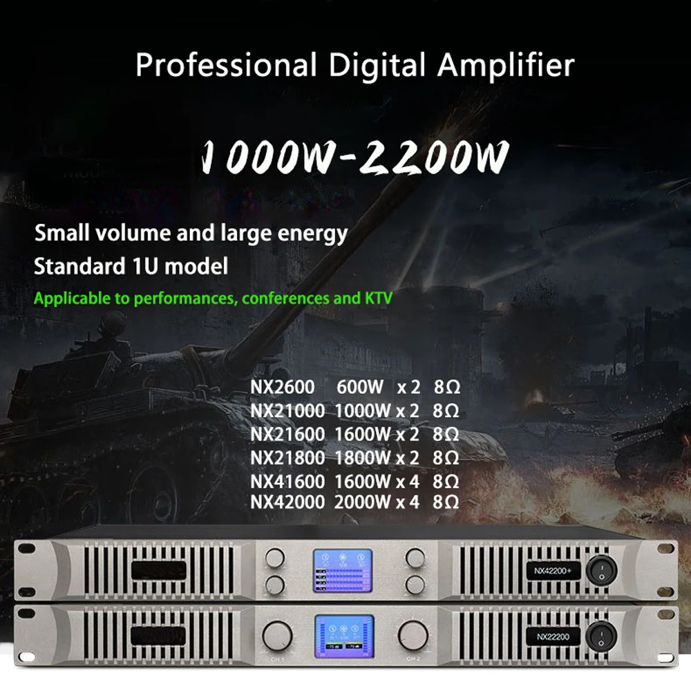 Shenndare 2/4 Channel 1U NX Series Professional Digital Power Amplifier 600W-2000W Performance ...