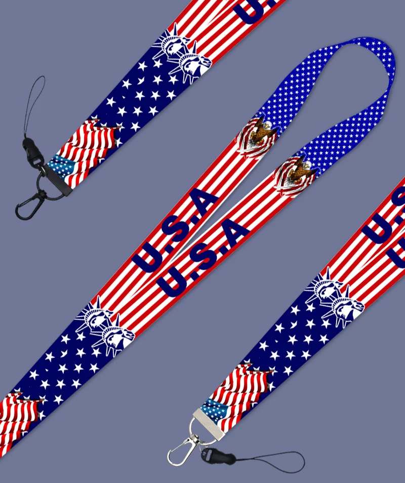 American flag mobile phone lanyard ribbon | American flag key clasp ...